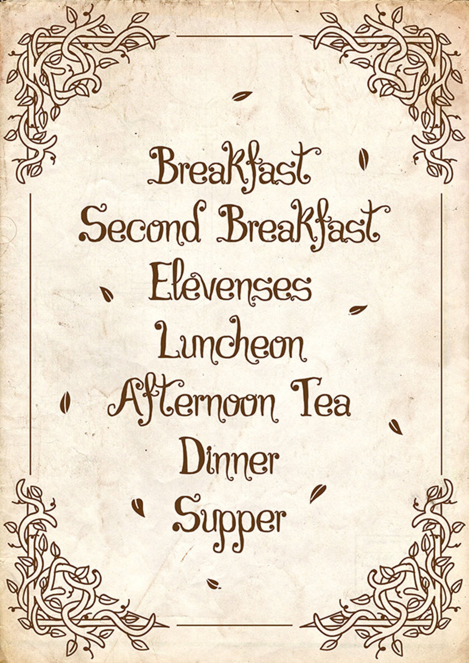 Lord of the Rings Hobbit Meals Lord of the Rings Wall Art - Etsy