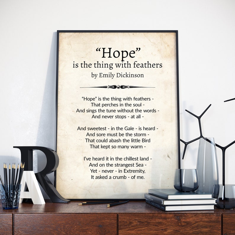 Hope is the Thing With Feathers by Emily Dickinson Hope Poem - Etsy