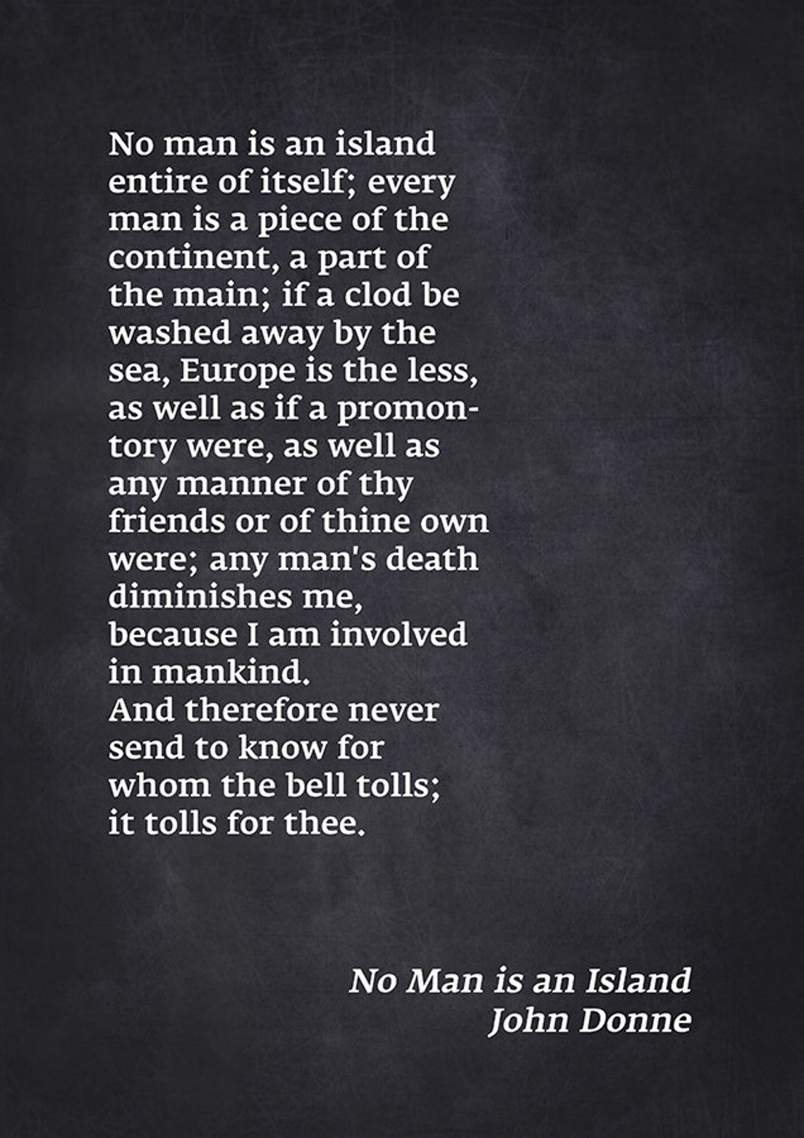 No Man is an Island Poem by John Donne John Donne Poetry - Etsy
