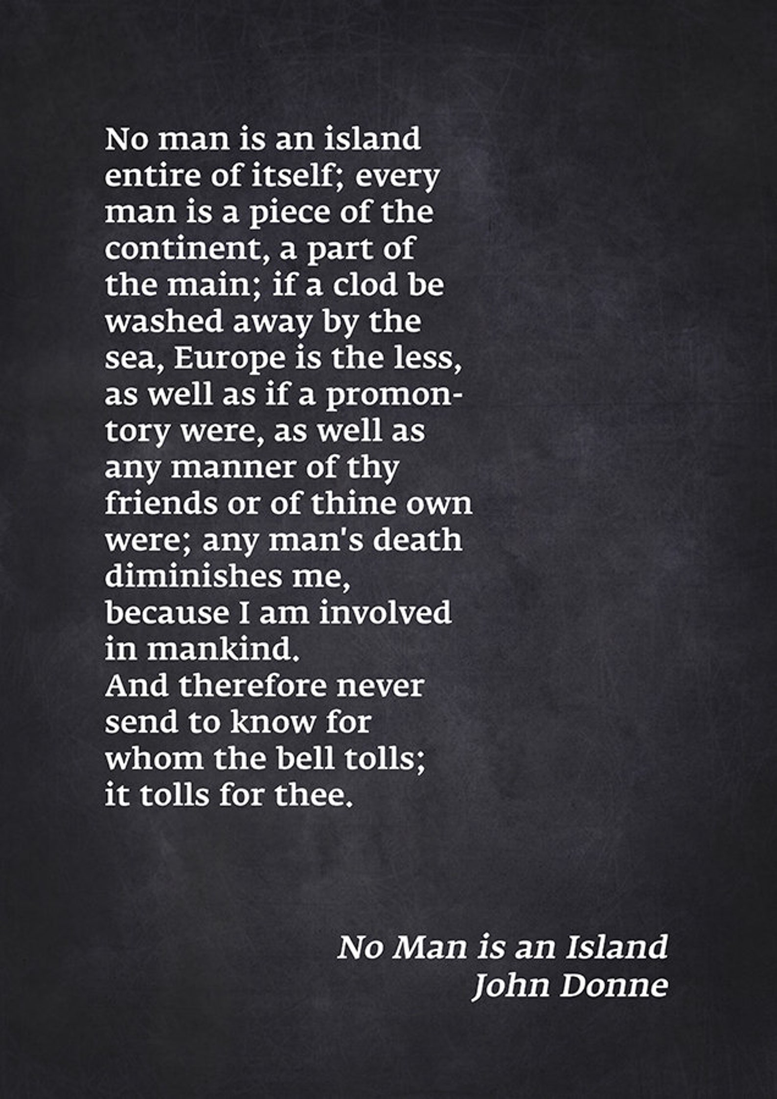 No Man is an Island Poem by John Donne John Donne Poetry - Etsy
