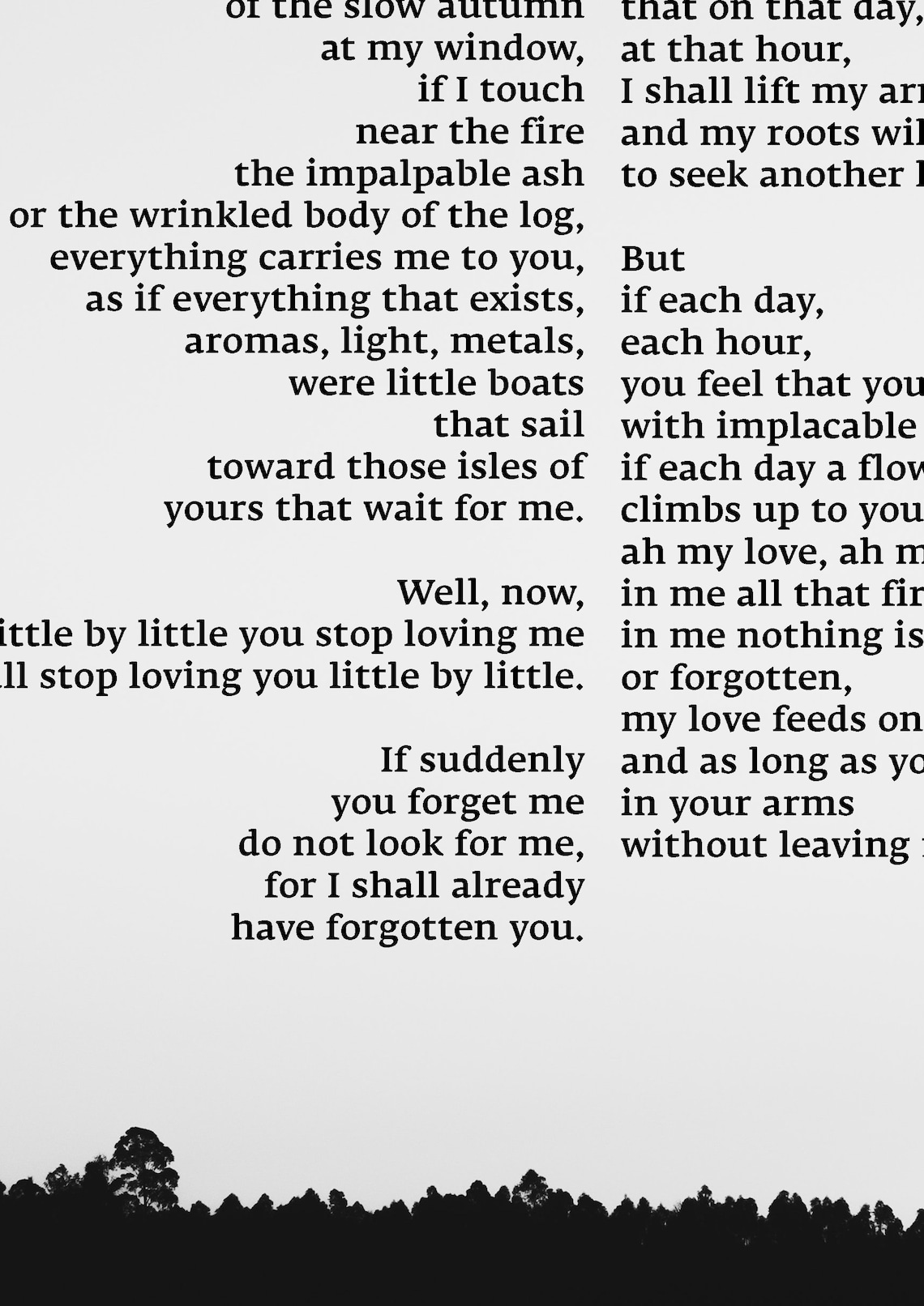 If You Forget Poem by Pablo Neruda Pablo Neruda Poem Pablo | Etsy