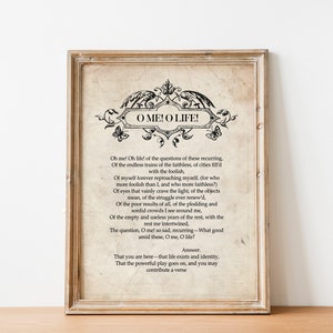 Oh Me Oh Life by Walt Whitman Poem, Walt Whitman, Walt Whitman Poster ...