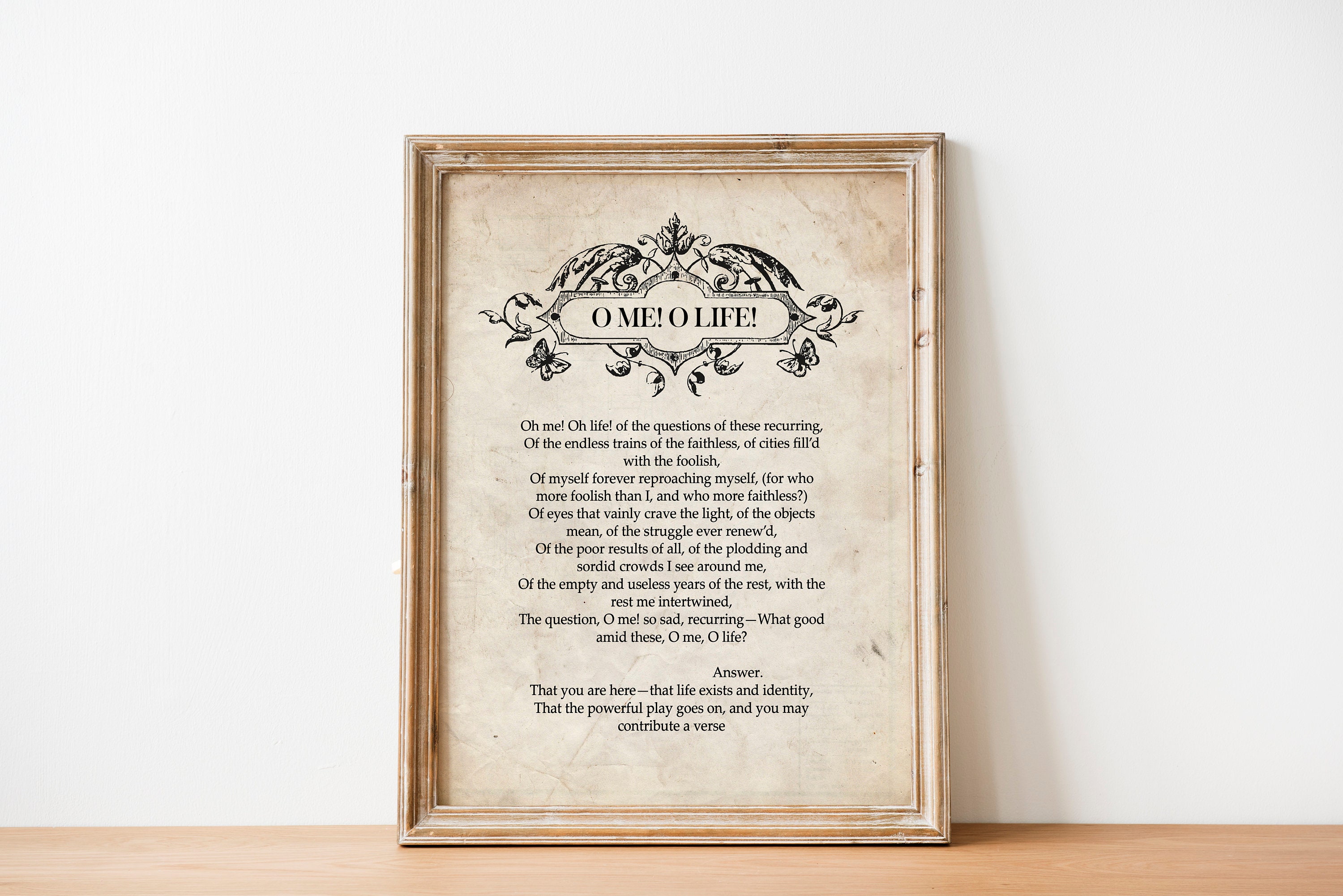 Oh me Oh life by Walt Whitman poem Walt Whitman Walt | Etsy