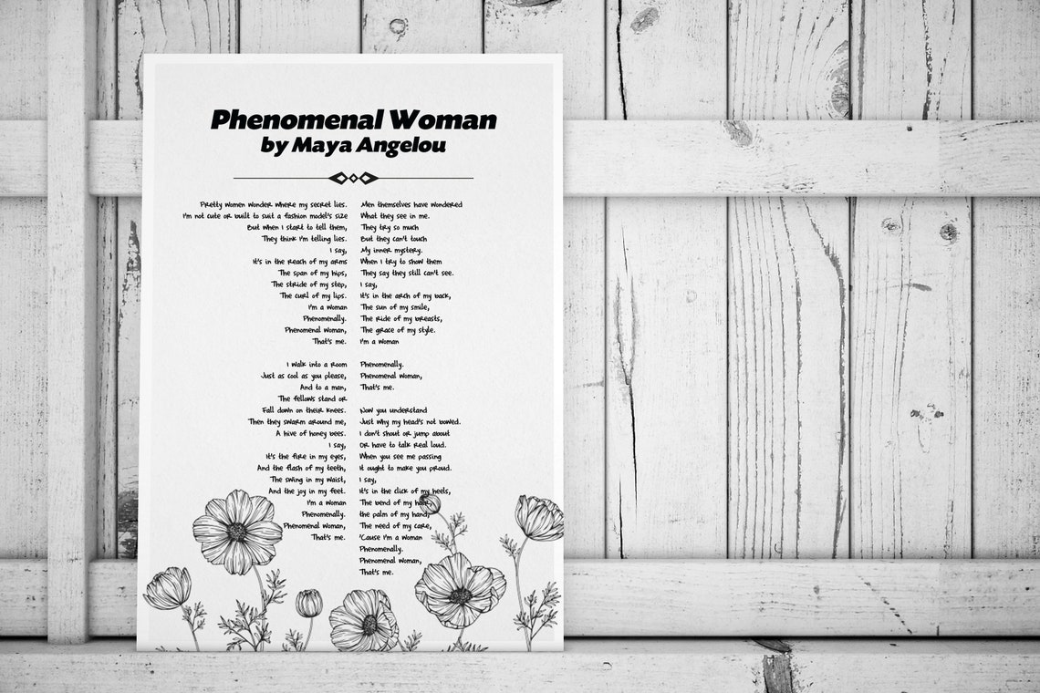 Phenomenal Woman Maya Angelou Poem Maya Angelou Verse Maya | Etsy