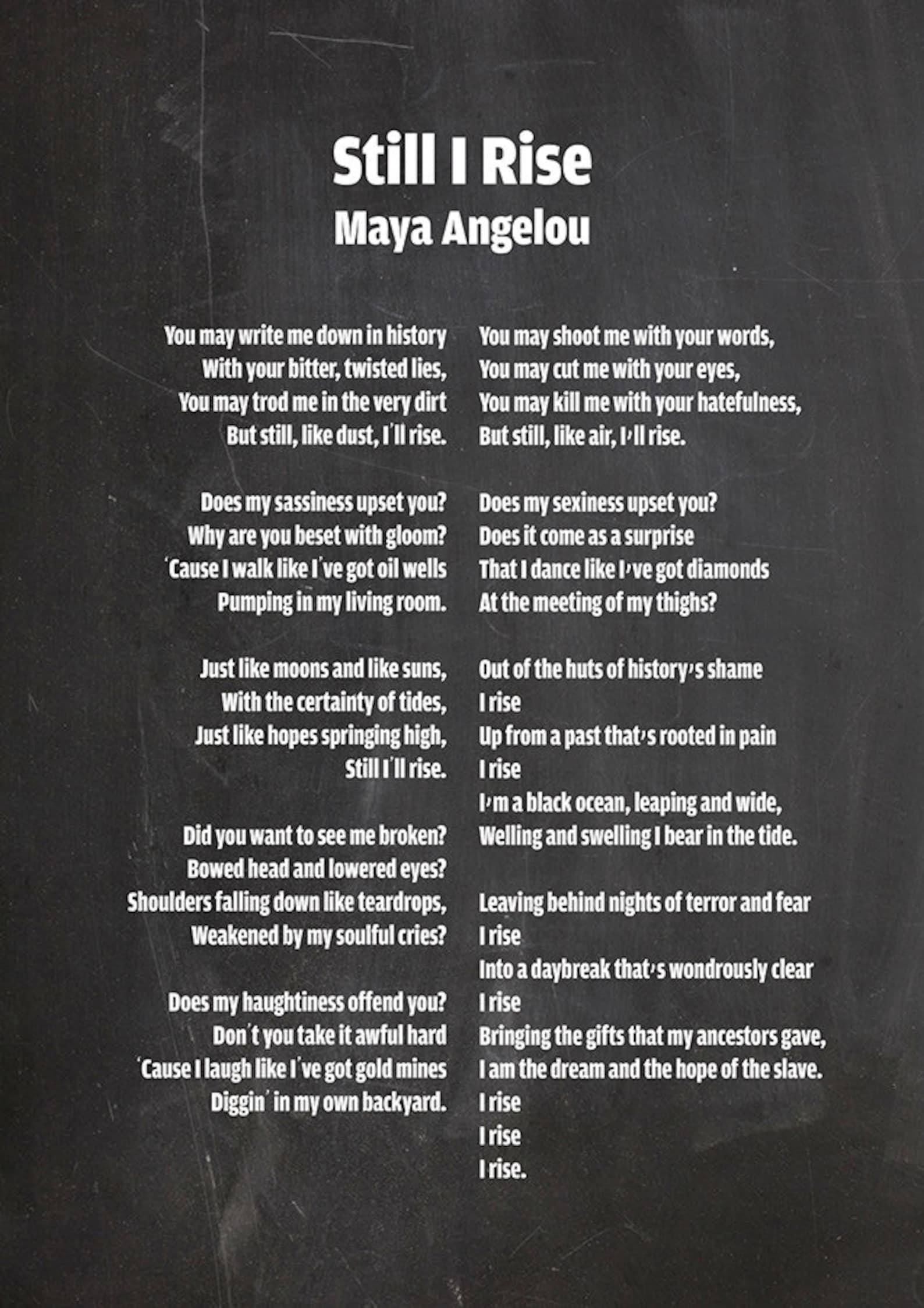 Still I Rise Still I Rise Poem Still I Rise Print Maya - Etsy