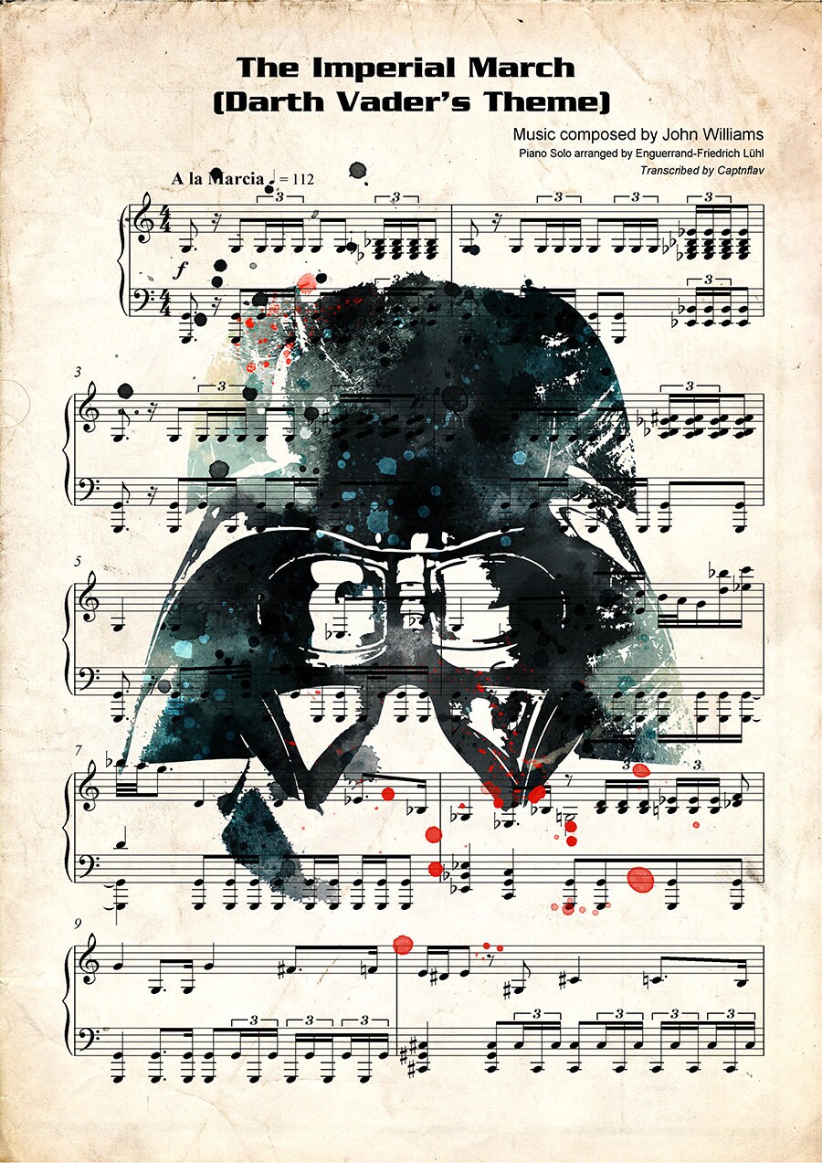 Darth Vader Watercolor Art Print Sheet Music Star Wars Poster - Etsy