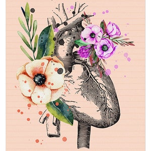 Heart Poster Human Anatomy Vintage Wall Art Watercolor - Etsy