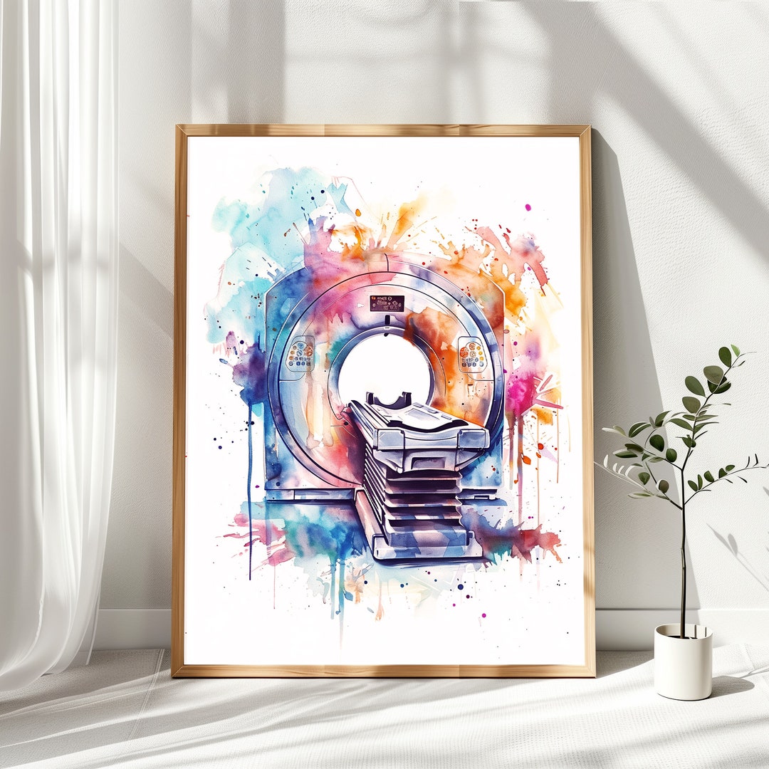 Watercolor MRI Machine Poster, MRI Machine Wall Art, Suitable for ...