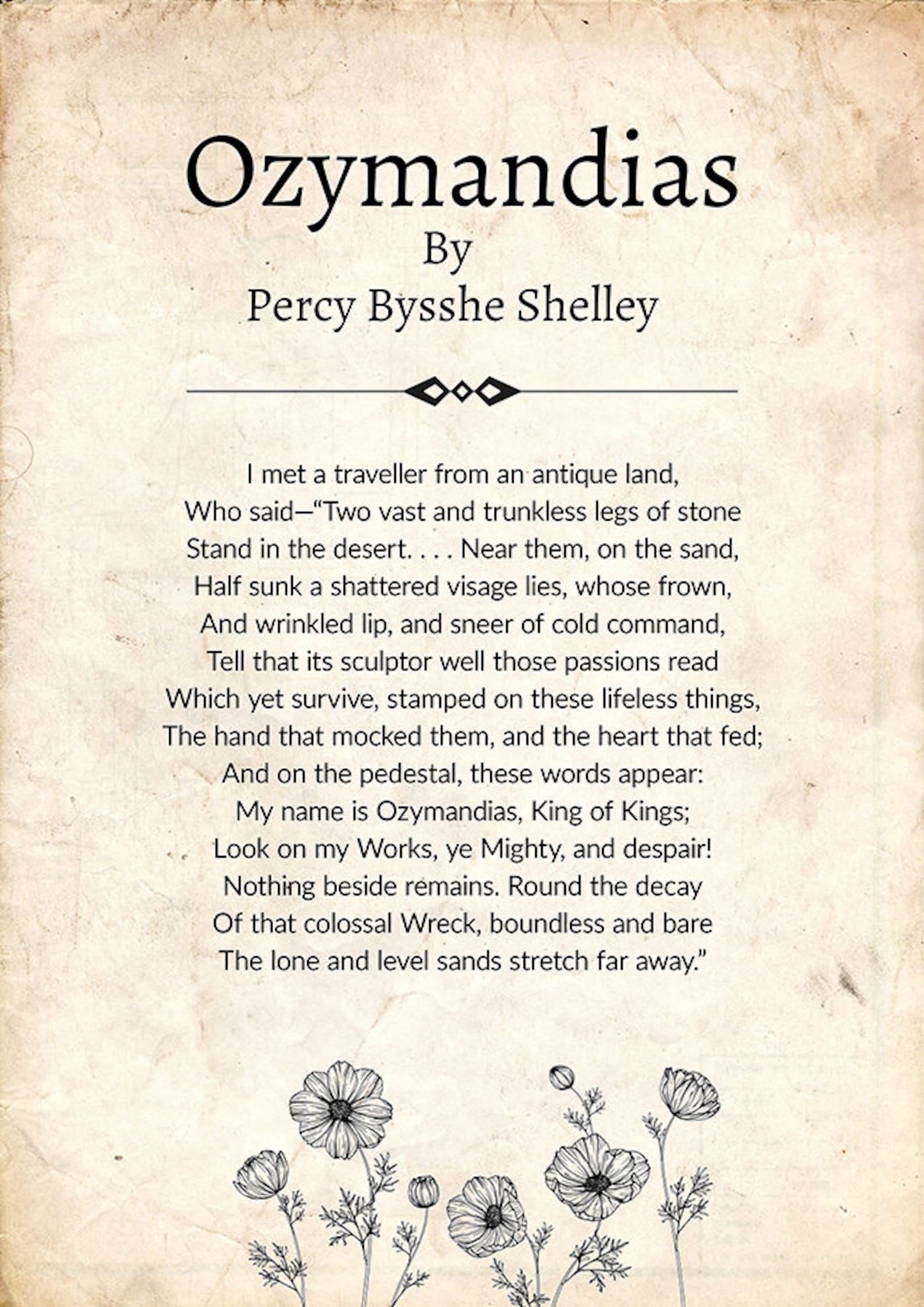 Ozymandias by Percy Bysshe Shelley Ozymandias Poem Poster - Etsy Ireland
