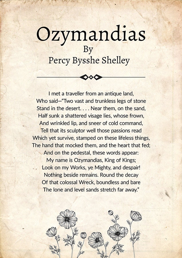 Ozymandias by Percy Bysshe Shelley Ozymandias Poem Poster - Etsy Ireland