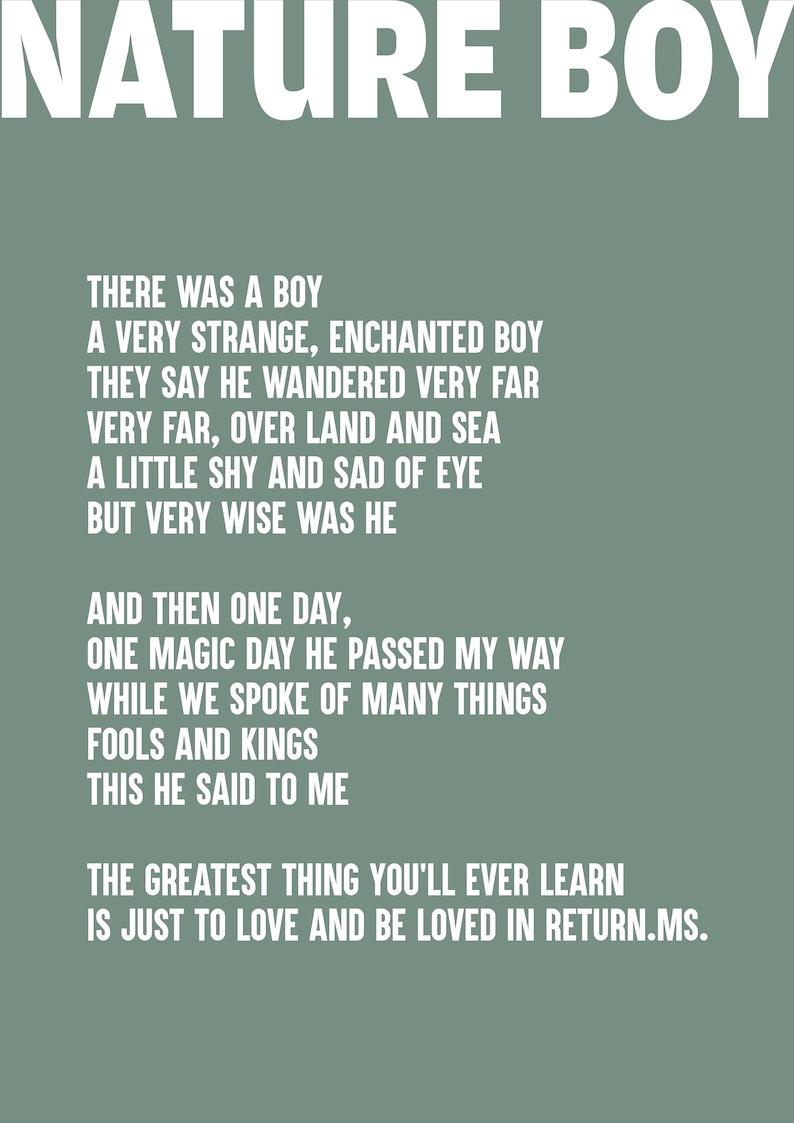 Nature Boy by Eden Ahbez Nature Boy Poem Art Nature Boy - Etsy