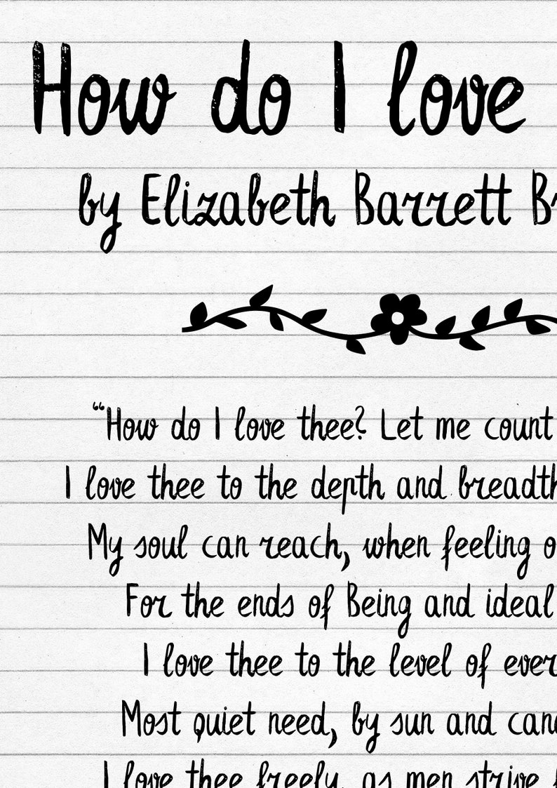 How Do I Love Thee Elizabeth Barrett Browning Elizabeth - Etsy