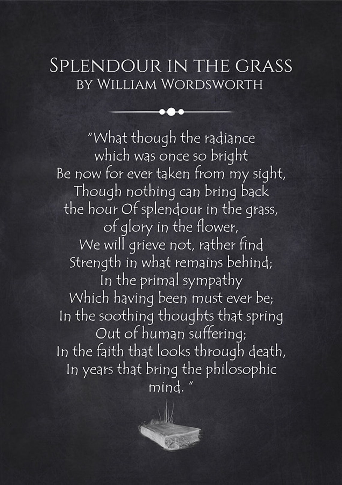 William Wordsworth Poem splendour in the Grass - Etsy