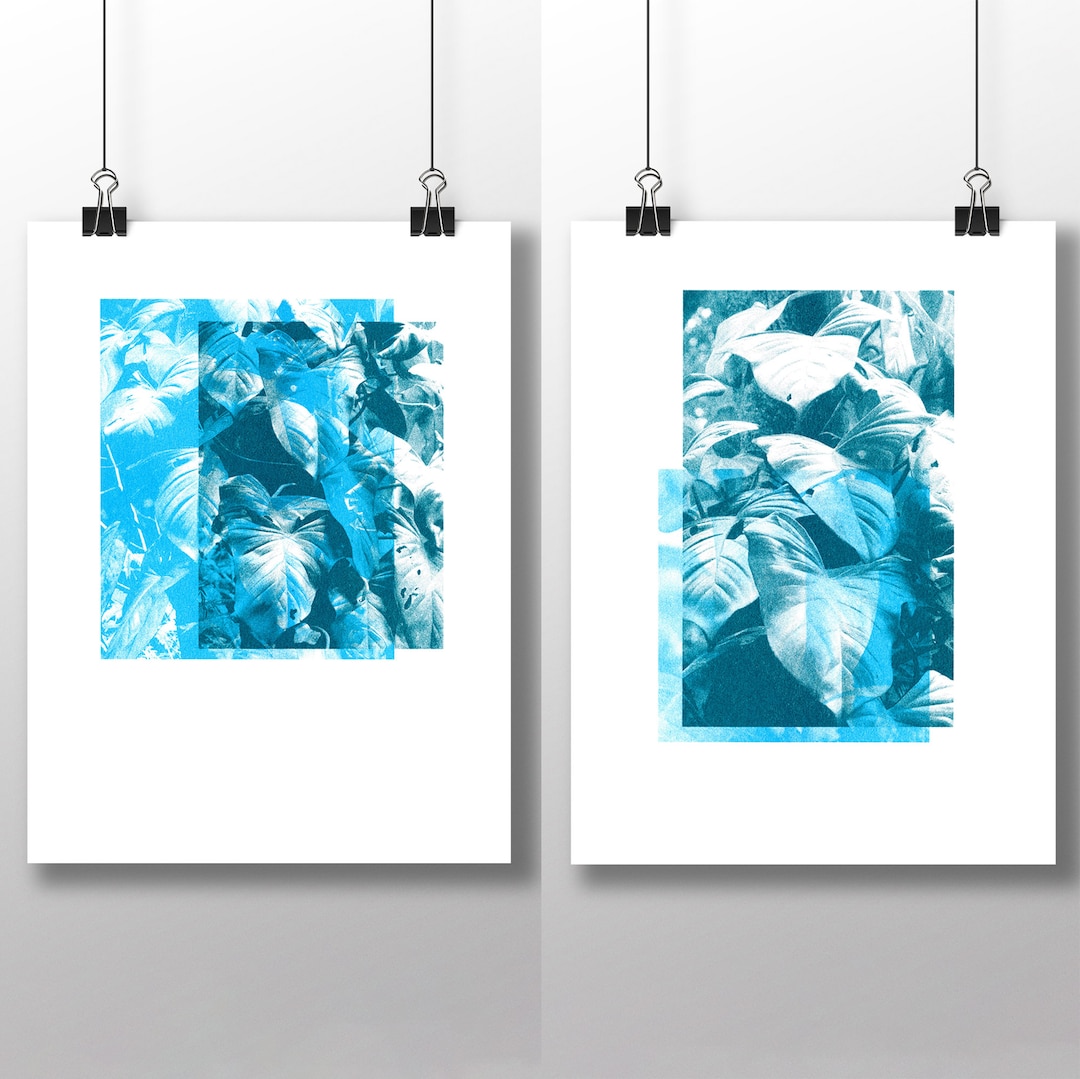Risograph Poster A5 Palm Trees Brazil Blue Teal Risograph Riso Print - Etsy