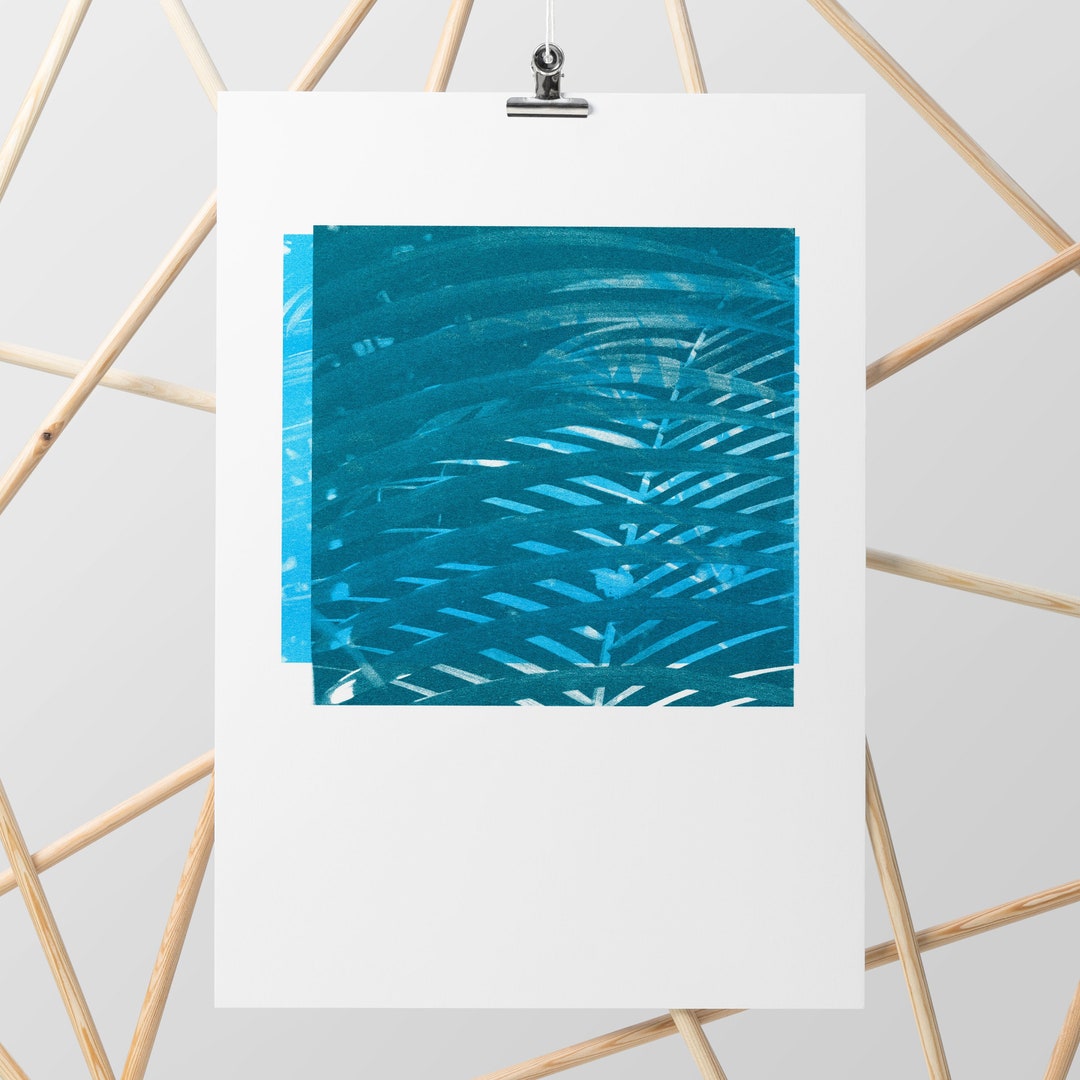 Risograph Poster A4 Palms Brazil Blue Teal Risography Riso Print - Etsy