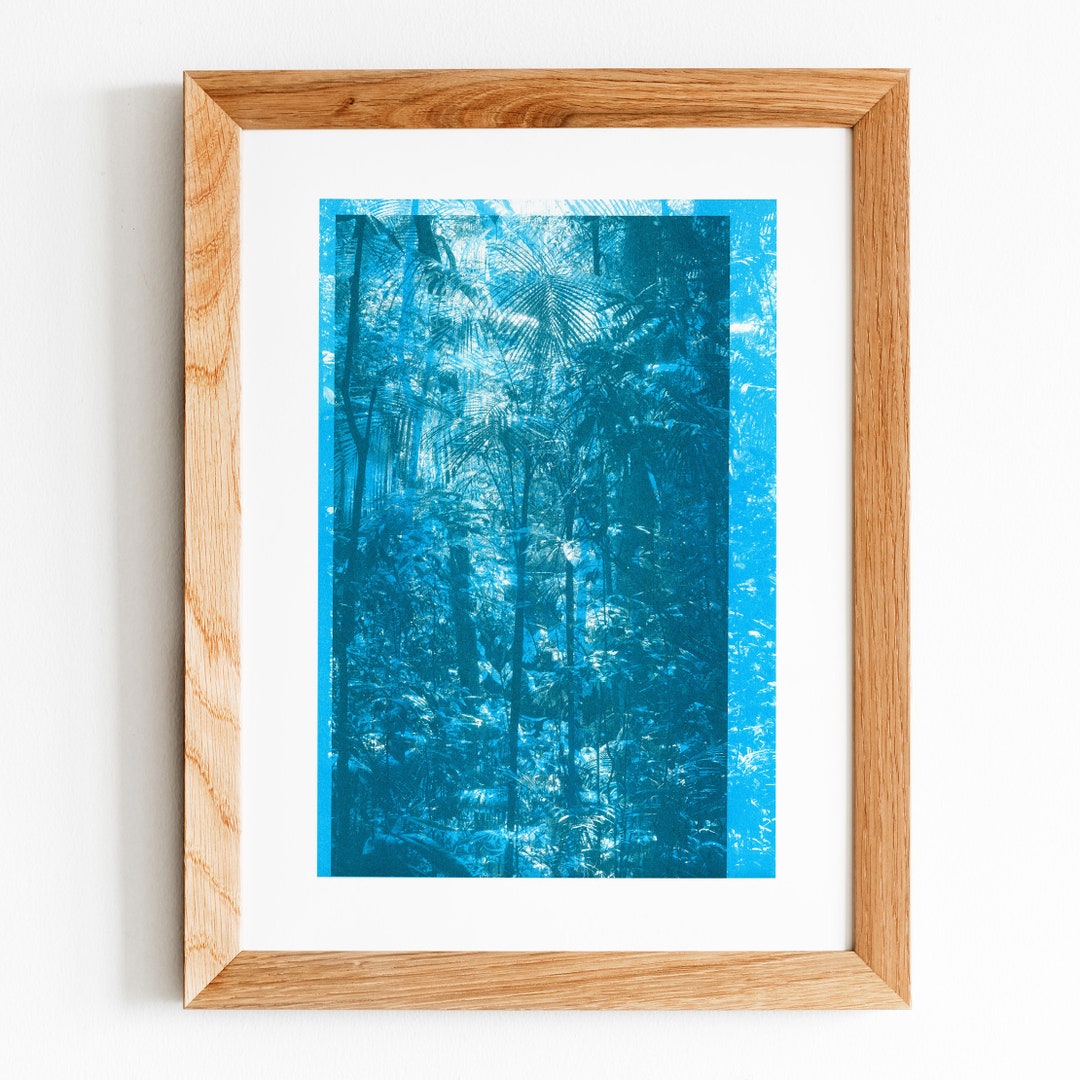 Risograph Poster A3 Palm Trees Brazil Blue Teal Risograph Riso Print - Etsy