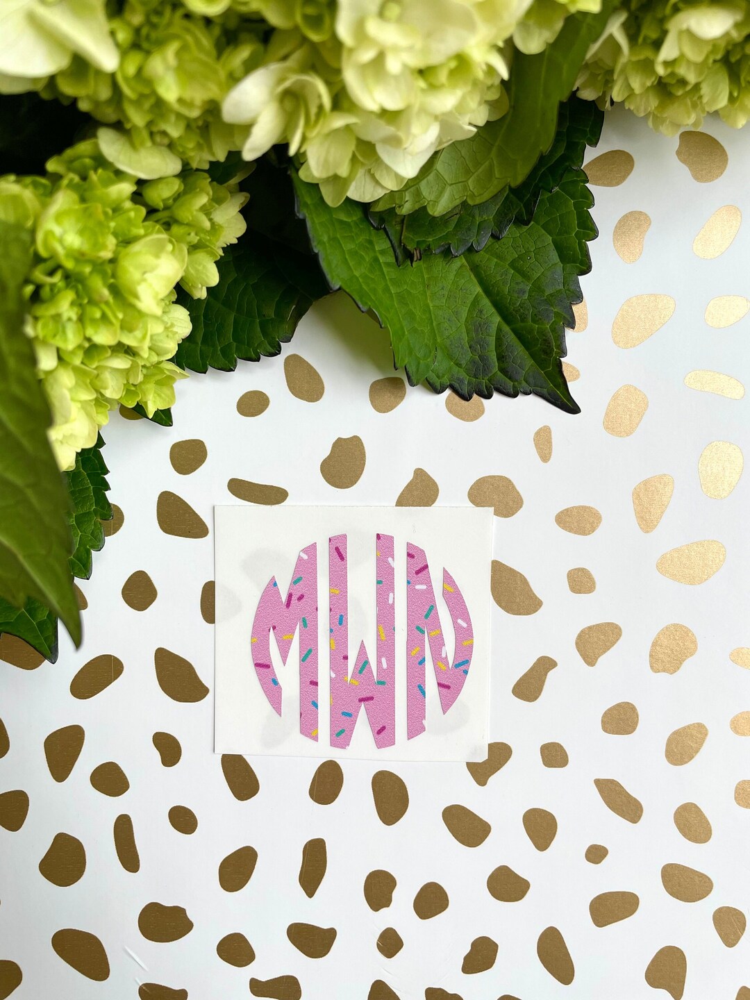 Pink Sprinkles Block Permanent Vinyl Monogram Sticker Decal - Etsy