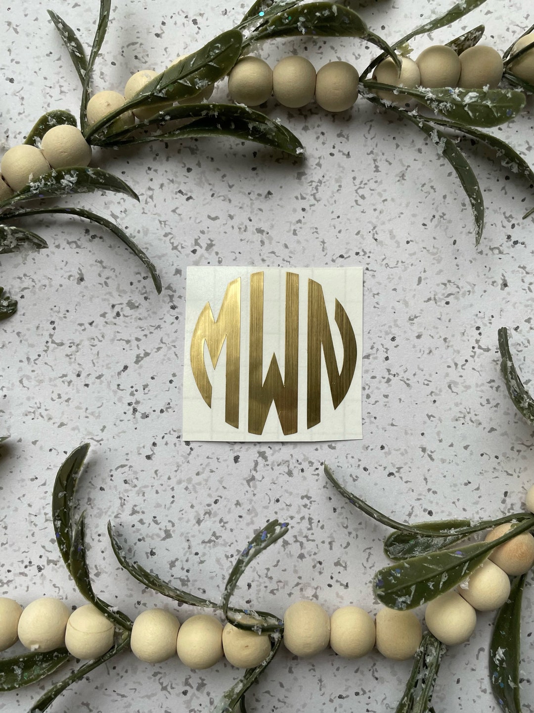 Brushed Gold Block Permanent Vinyl Monogram Sticker Decal - Etsy