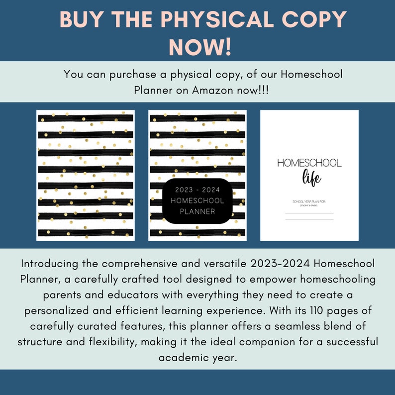 Printable Homeschool Planner 2023-2024 - Etsy