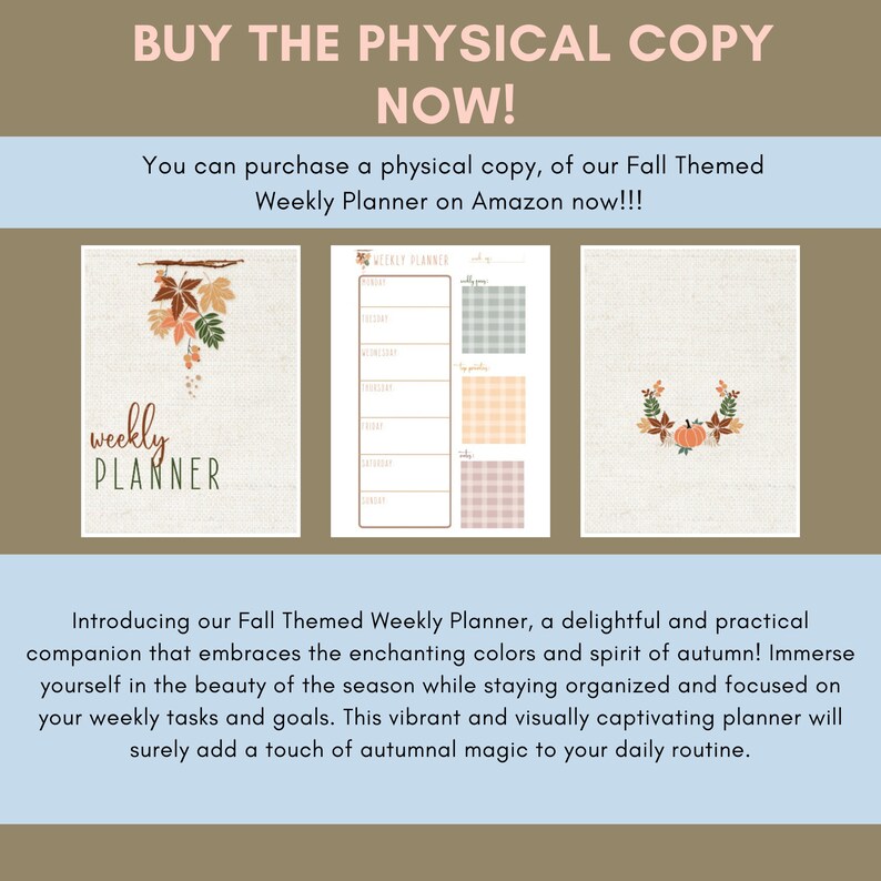 Printable Fall Themed Weekly Planner Page - Etsy