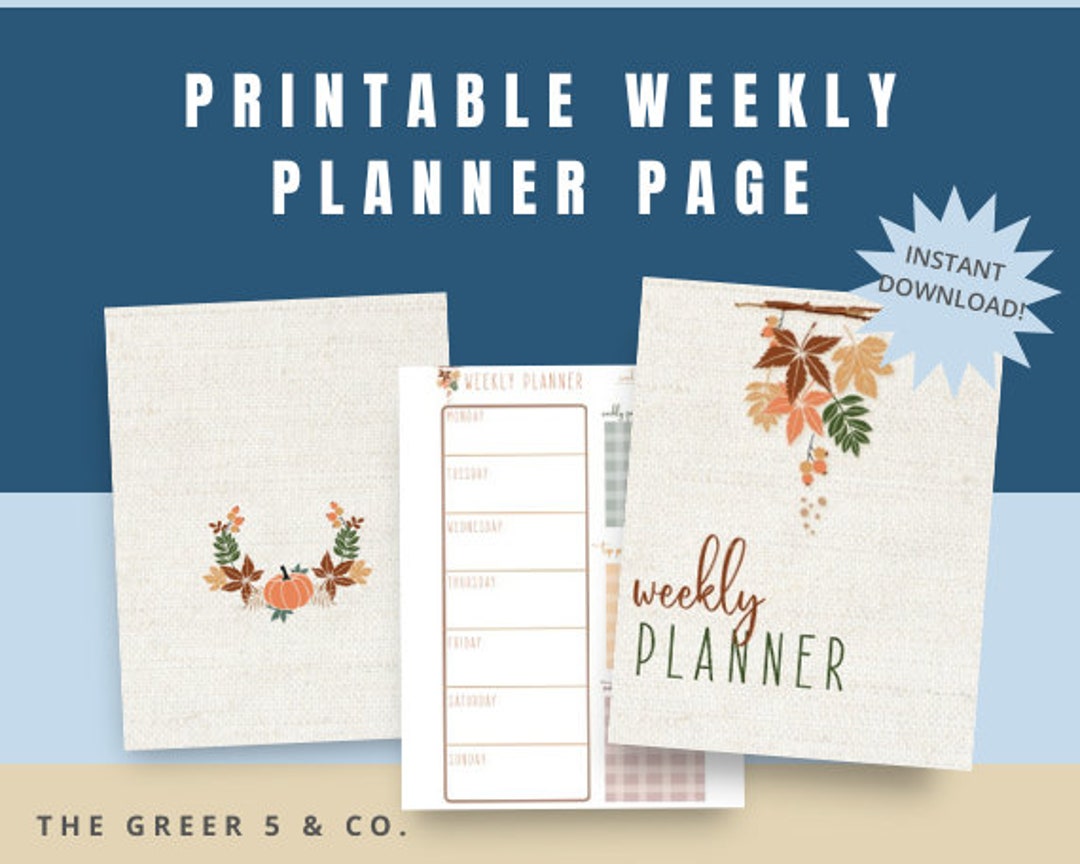 Printable Fall Themed Weekly Planner Page - Etsy