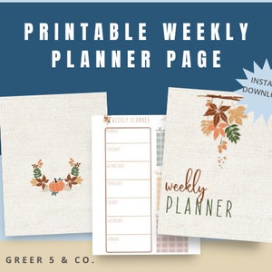 Printable Fall Themed Weekly Planner Page - Etsy