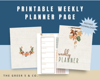 Falling Leaves Printable Weekly Calendar Page Organization and to Do ...