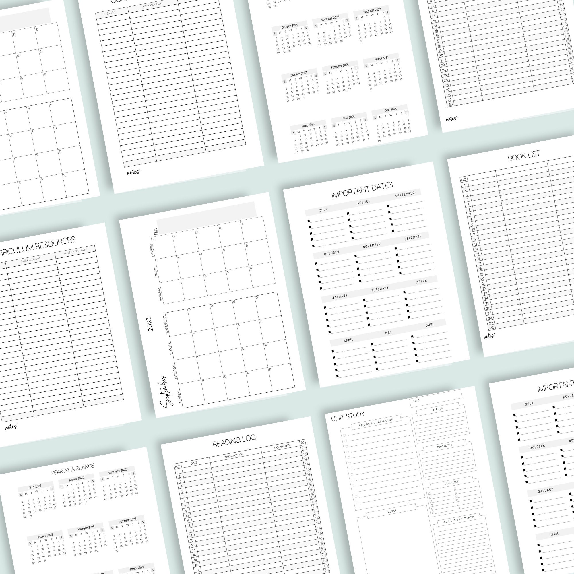 Printable Homeschool Planner 2023-2024 - Etsy