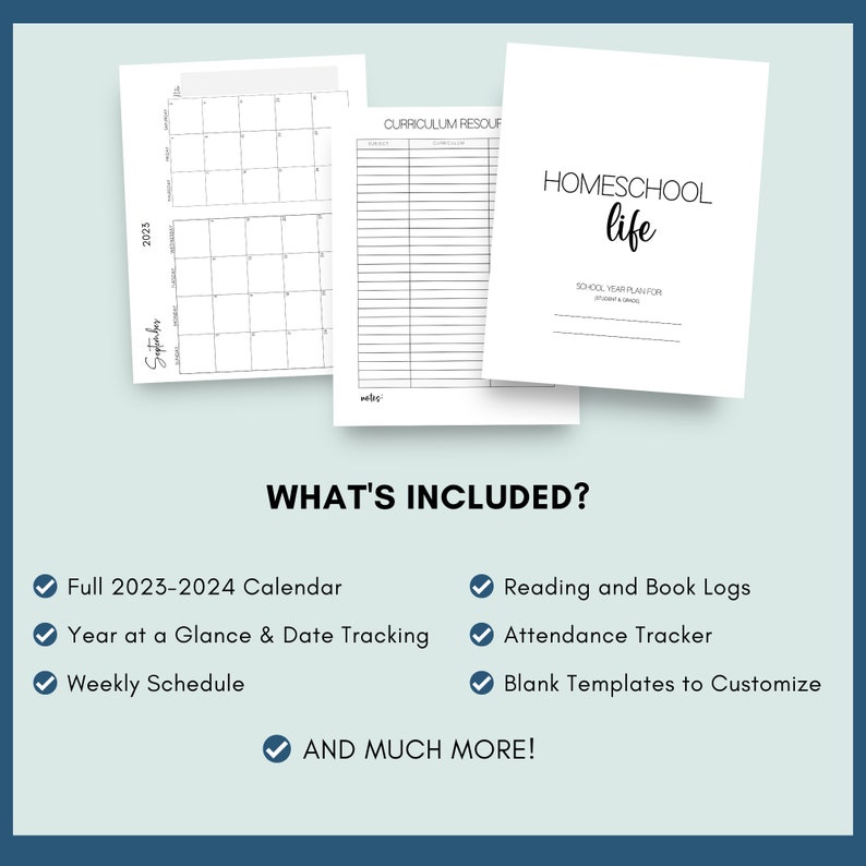 Printable Homeschool Planner 2023-2024 - Etsy