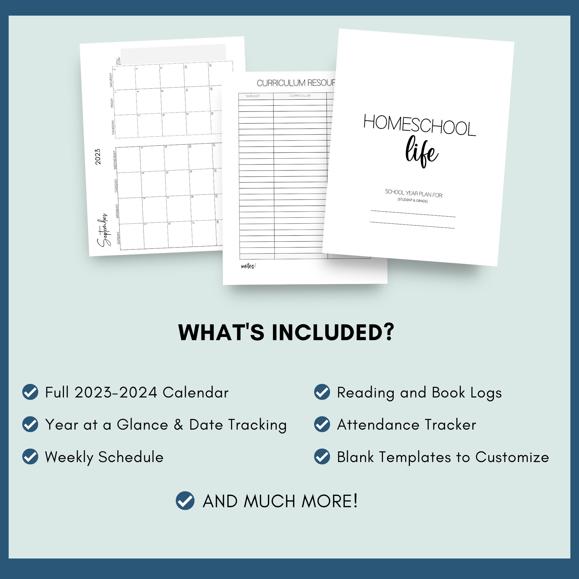 Printable Homeschool Planner 2023-2024 - Etsy