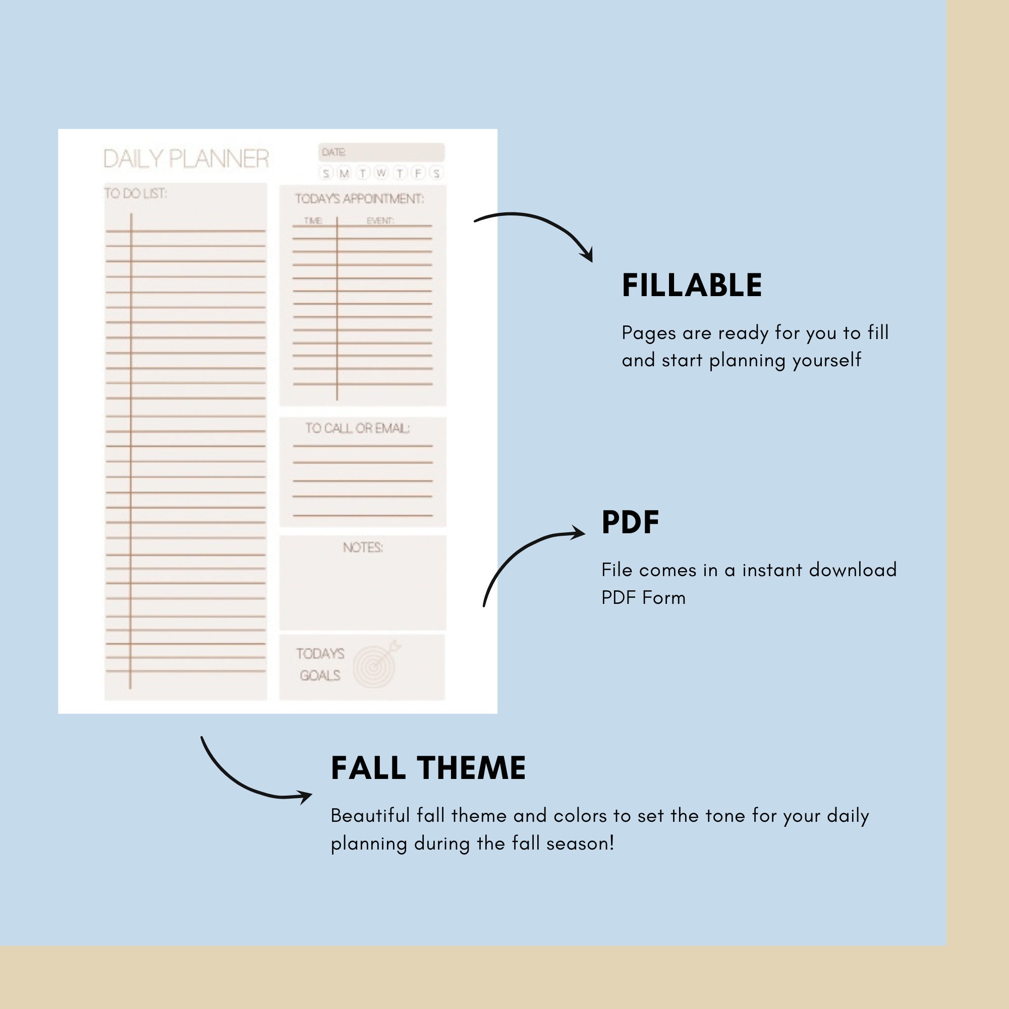 Printable Fall Theme Daily Planner Page - Etsy