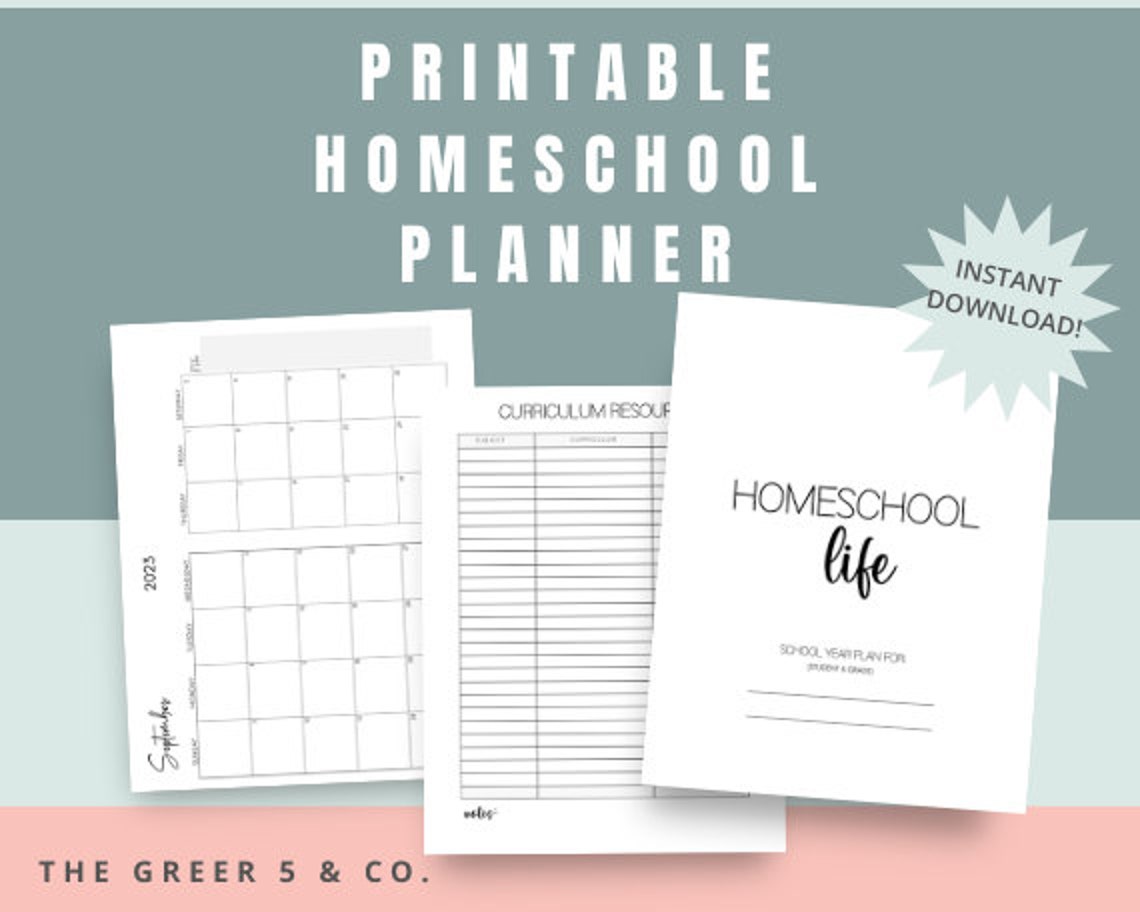 Printable Homeschool Planner 2023-2024 - Etsy