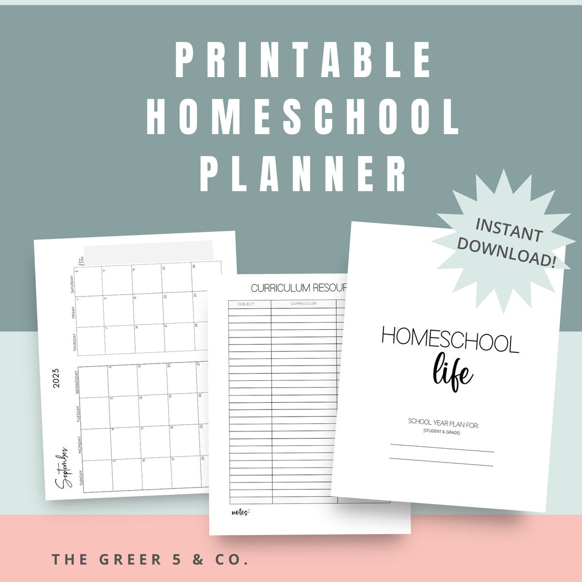 Printable Homeschool Planner 2023-2024 - Etsy