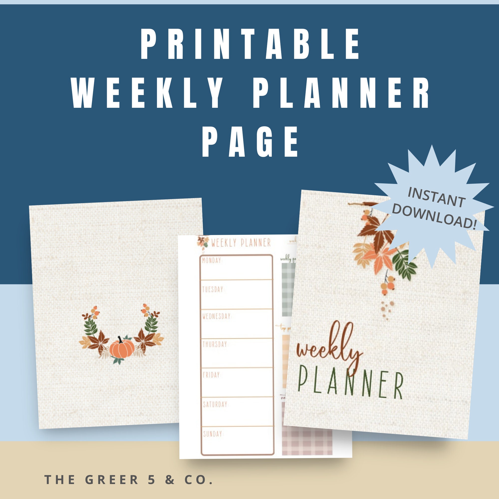 Printable Fall Themed Weekly Planner Page - Etsy