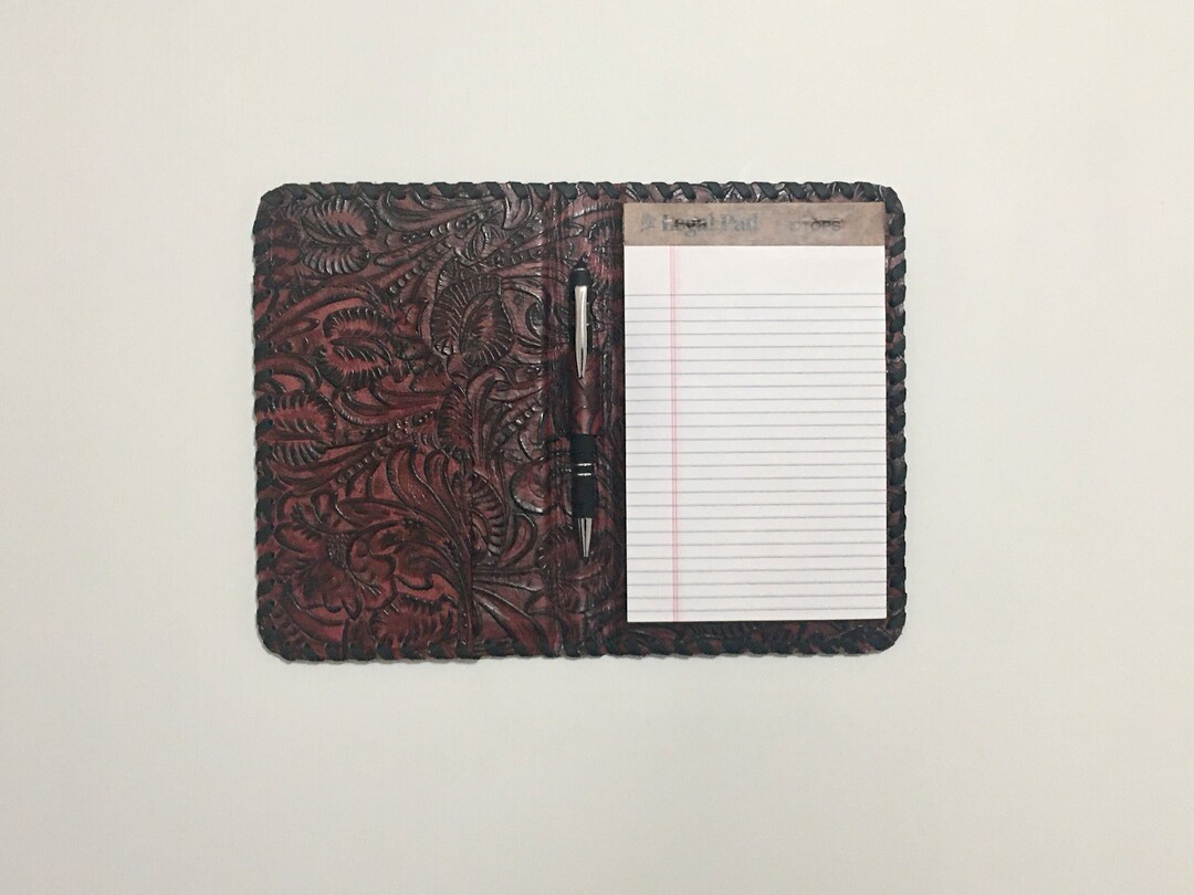 Genuine Leather Small Junior Legal Pad Portfolio Journal Embossed ...