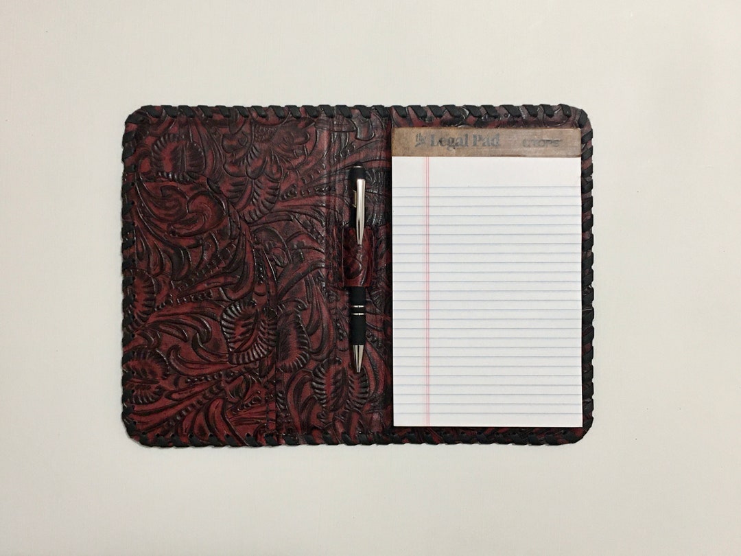 Genuine Leather Small Junior Legal Pad Portfolio Journal Embossed ...