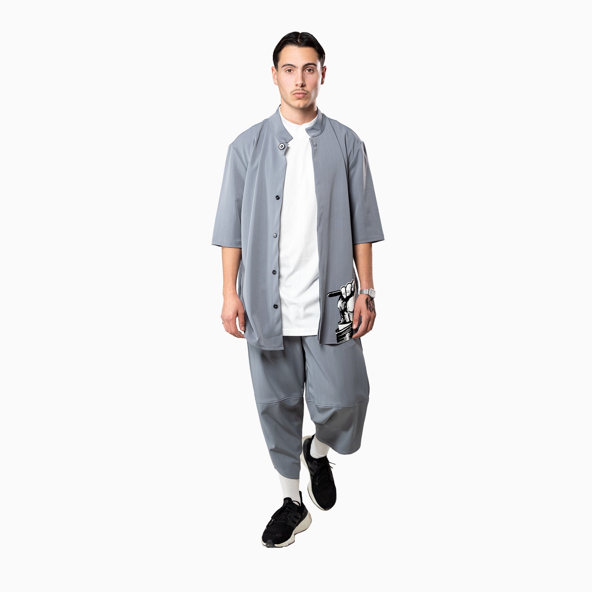Artistic Barber Smock: Gray Striped Viscose Grooming Apparel - Etsy