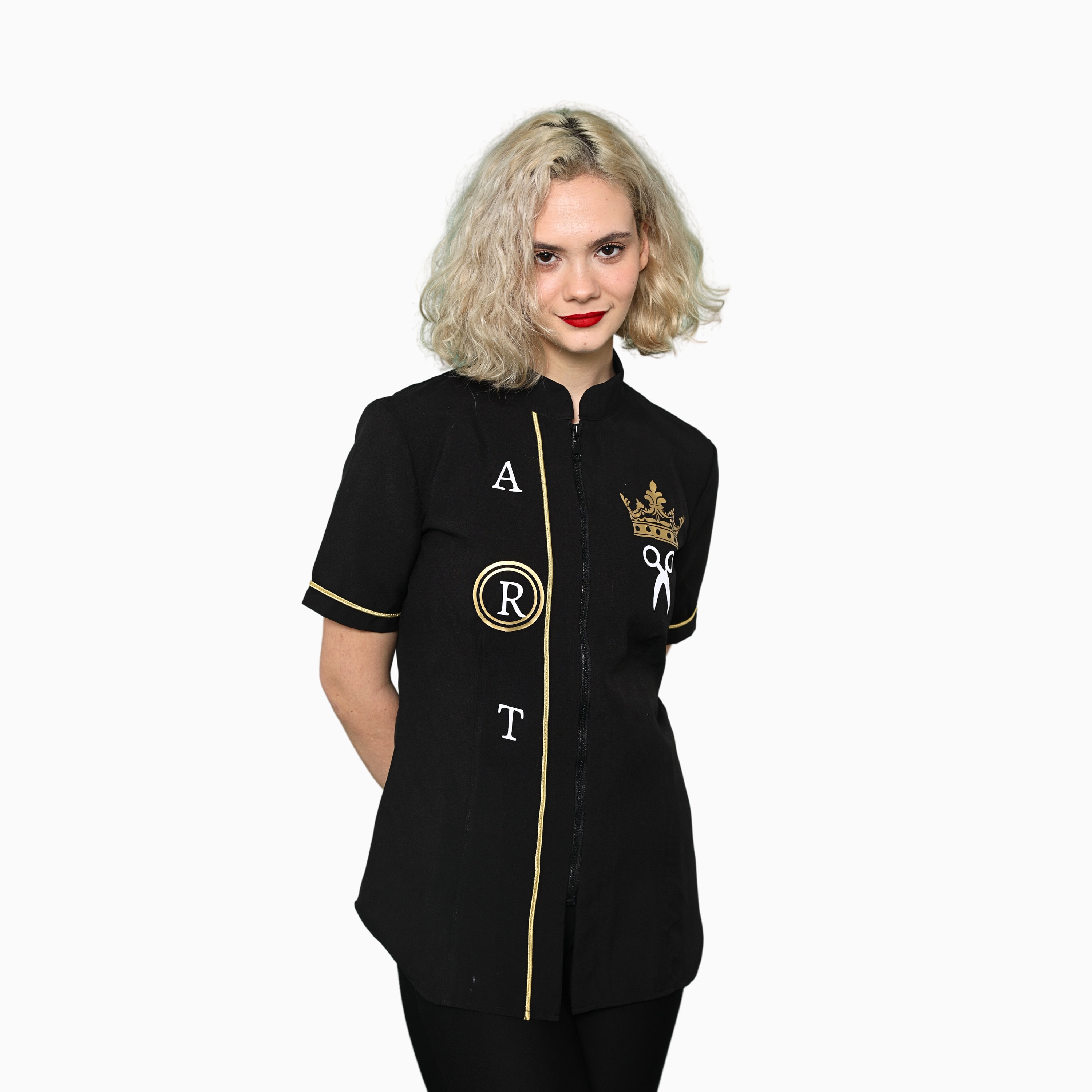 Black & Gold Barber Smock for Women: Waterproof Hair Stylist Apparel - Etsy