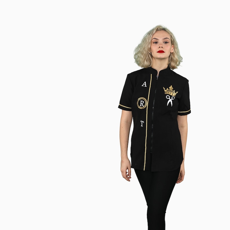 Black & Gold Barber Smock for Women: Waterproof Hair Stylist Apparel - Etsy