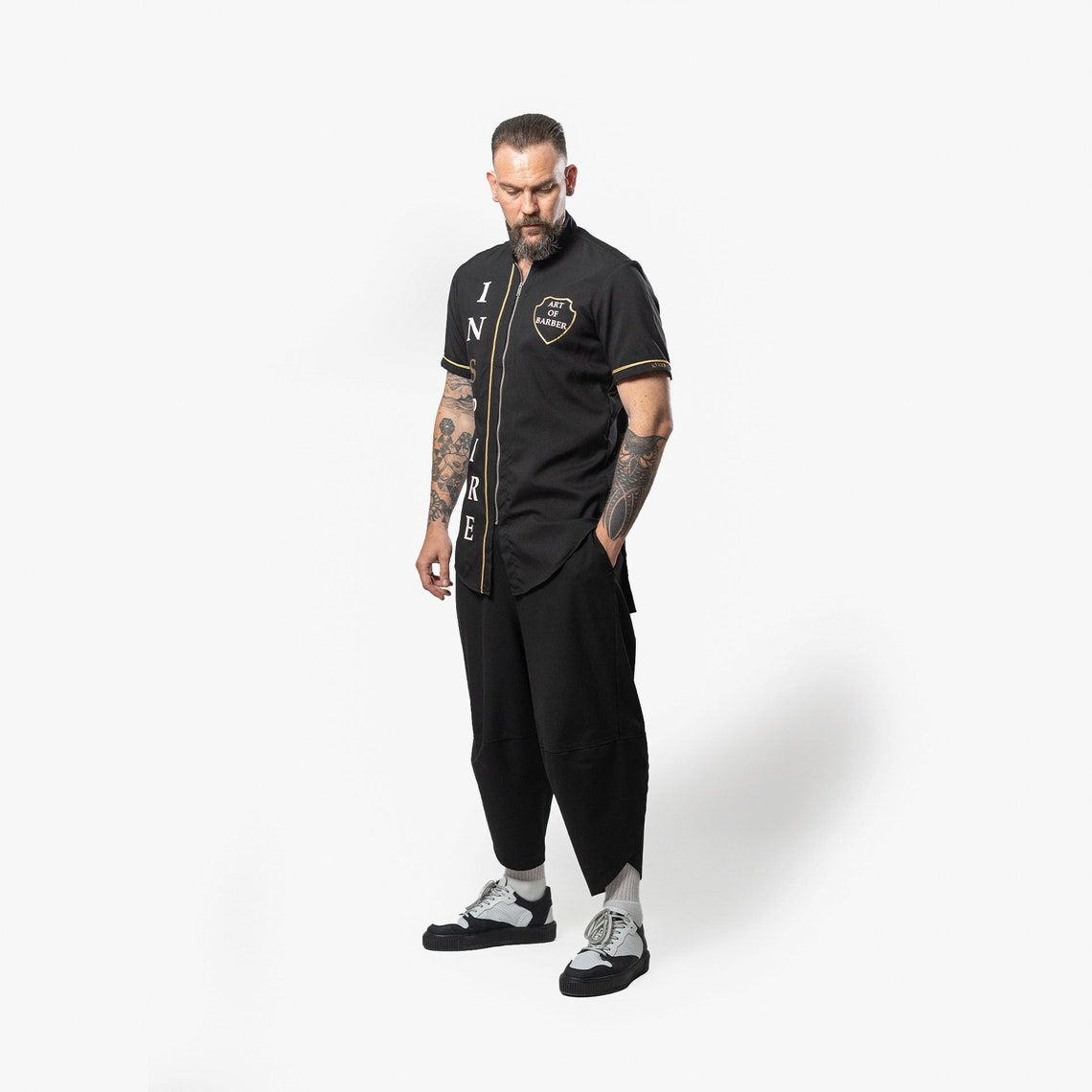 Black & Gold Barber Smock: Waterproof, Anti-allergic, Non-stick - Etsy