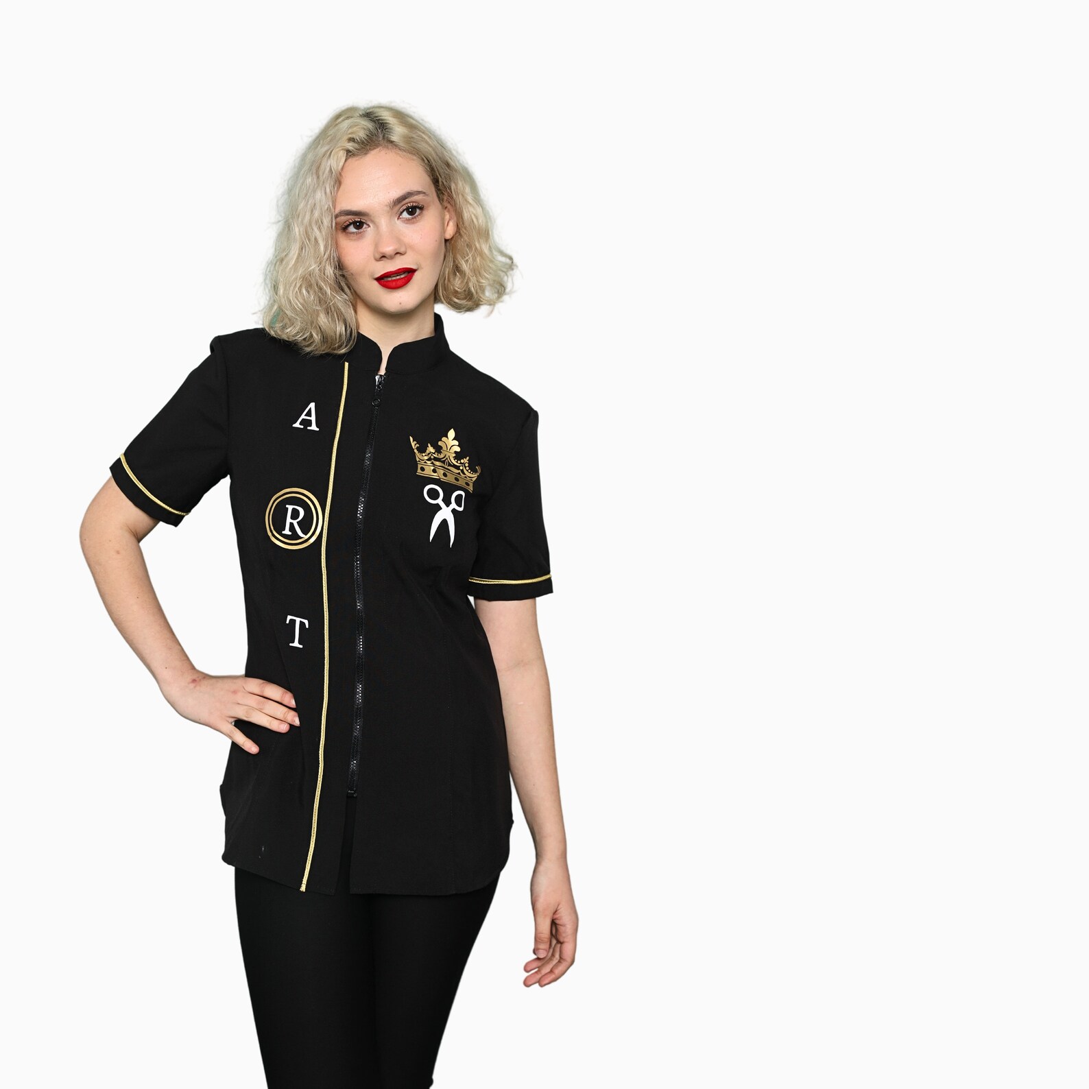 Black & Gold Barber Smock for Women: Waterproof Hair Stylist Apparel - Etsy