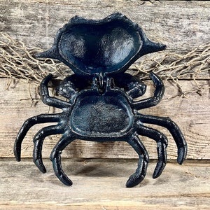 Navy Cast Iton Blue Crab Decorative Keeper Box With Hinged Secret Lid ...