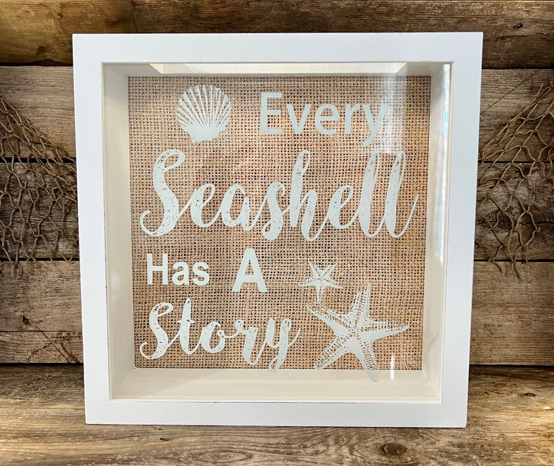 Distressed White “every Seashell Has A Story” Seashell Shadow Box ...