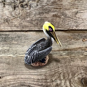 Miniature Hand-painted Resin Brown Pelican on Beach Statuette - Etsy