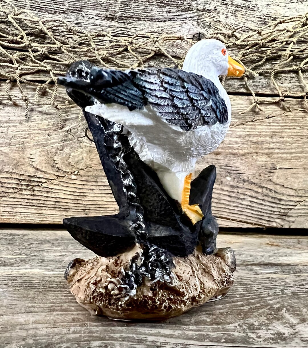 Miniature Hand-painted Coastal Seagull on Ship Anchor With - Etsy