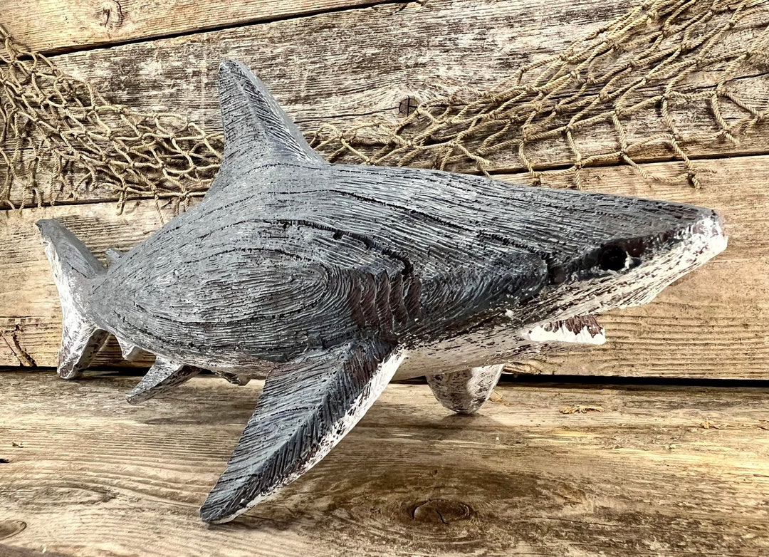 Rustic Wood-look Great White Shark Resin Tabletop Figure - Etsy