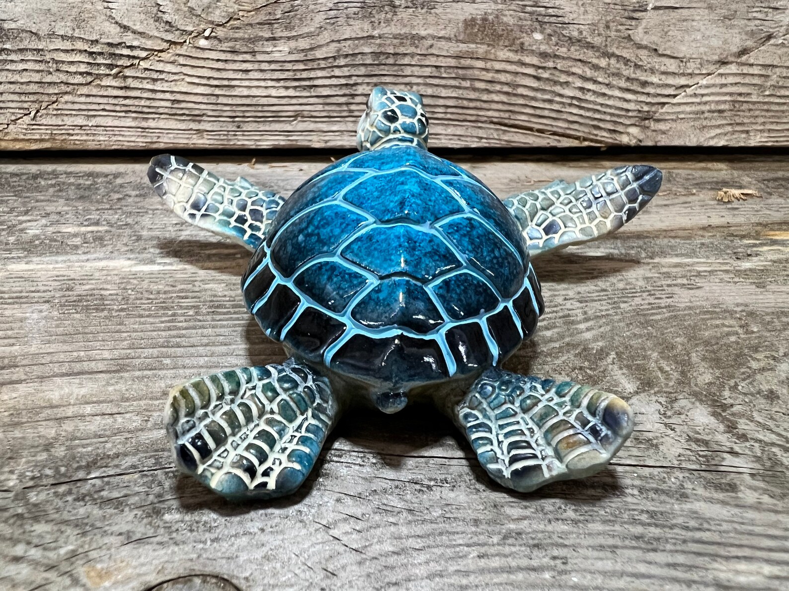 Polyresin Blue Sea Turtle Figurine - Etsy