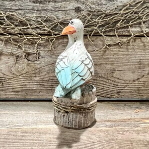 Miniature Wood-look Silly Seagull Hand-painted Resin Seagull Perched on ...