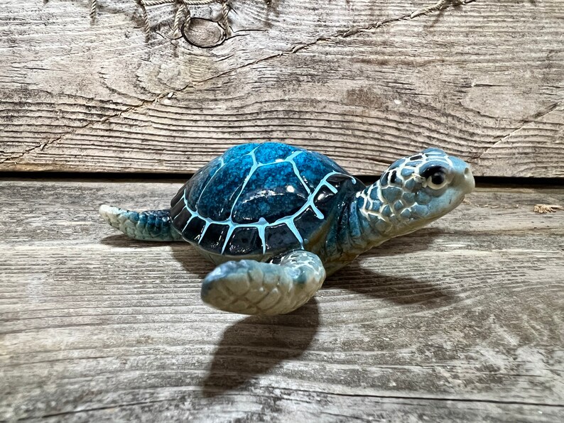 Polyresin Blue Sea Turtle Figurine - Etsy