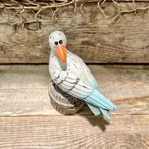 Miniature Wood-look Silly Seagull Hand-painted Resin Seagull Perched on ...